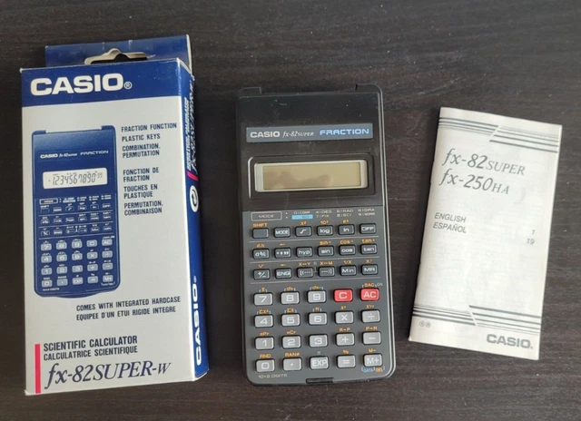 VINTAGE CASIO FX-82 SUPER w Fraction SCIENTIFIC CALCULATOR Boxed ...