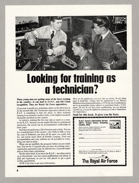 THE ROYAL AIRFORCE RAF Recruitment Vintage Advert 1966 10.75" x 8" £12. ...