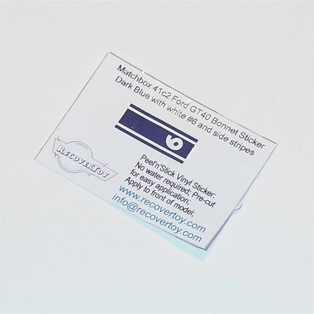 MATCHBOX SUPERFAST 41 c2 Ford GT40 Dark Blue Racing Sticker RN#6 or 9 ...