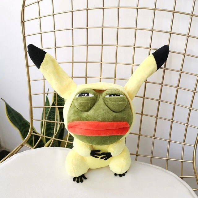 ANIME PIKACHU STUFFED Toy Cosplay Spoof Sad Frog Pepe Kawaii Plush ...