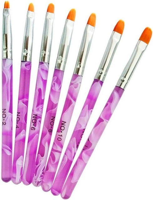 7 PCS ACRYLIC Nail False Tips Builder Brush Pen Drawing Brushes Pen ...
