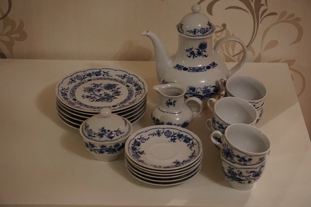 GRAF VON HENNEBERG Ilmenau Kaffeeservice Zwiebelmuster echt kobalt 6 Personen EUR 79,00 ...