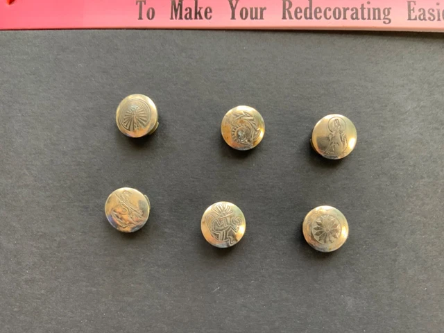 VINTAGE STERLING SILVER - Native American Button Covers Set of 6 $36.00 ...