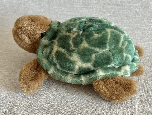 TORTOISE TURTLE SOFT Toy Plush Cuddly 8.5" Green Brown Realistic ...