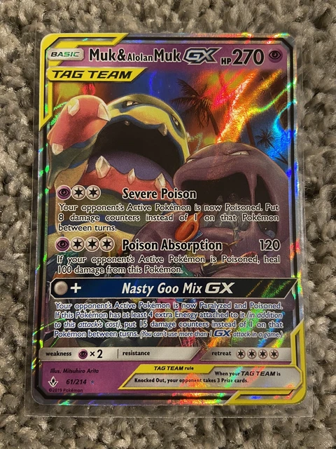 POKÉMON TCG MUK & Alolan Muk Tag Team GX Legami Ininterrotti 61/214 ...