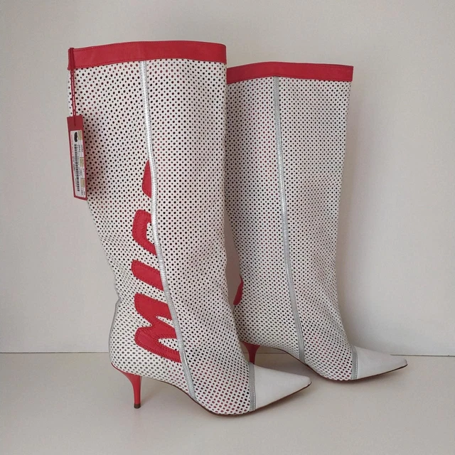 ICONIC 2000S WHITE boots with red graphic by Miss Sixty £380.00 ...