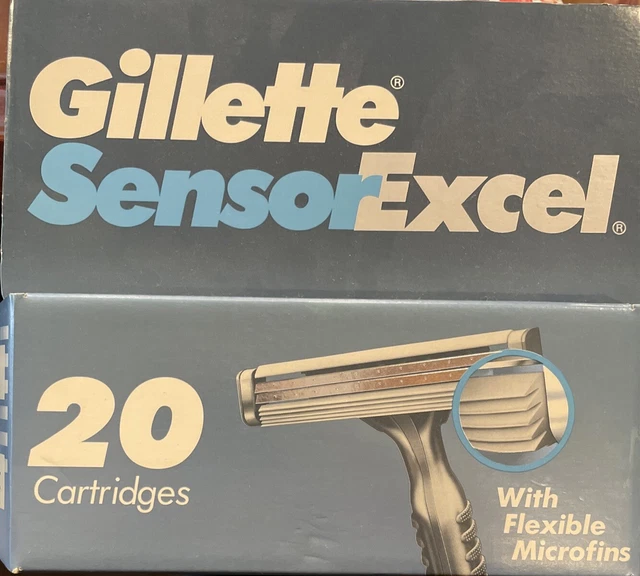 VINTAGE 1992 GILLETTE Sensor Excel Razor Blade 20 Cartridges New Box ...