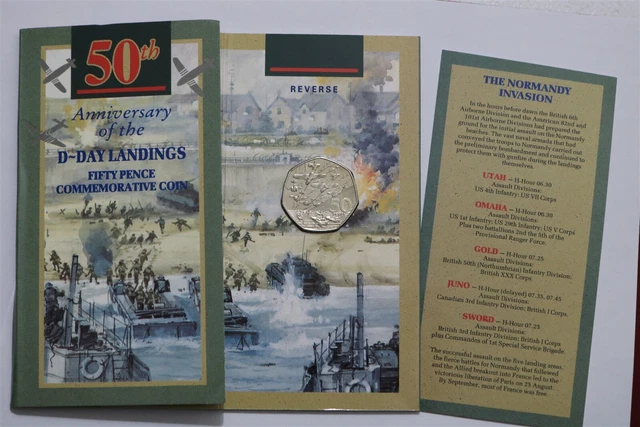 🧭 🇬🇧 UK GB 1994 50p Fifty Pence D-Day Normandy Royal Mint pack B73 #44 ...