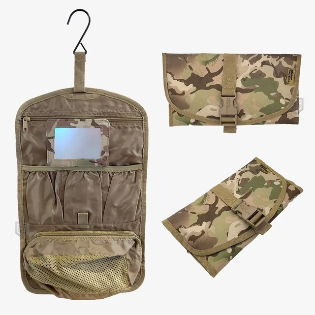 MILITARY WASH BAG Kit British Army Style Folding Hanging Mirror ...