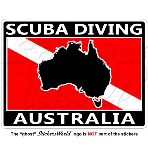 AUSTRALIA SCUBA DIVING Flag-Australian Map Shape Rectangular Sticker ...