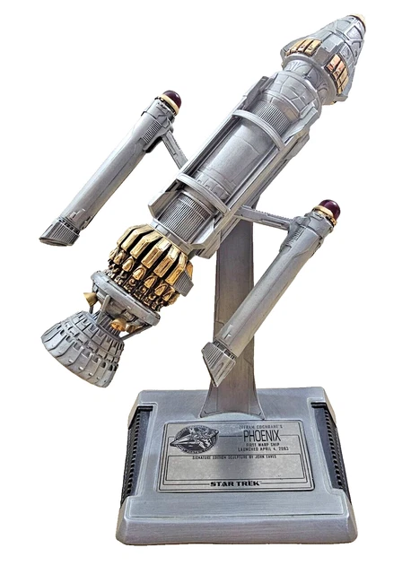 STAR TREK PHOENIX PEWTER 2011 1st Warp Ship Sculpture Franklin Mint Sci ...