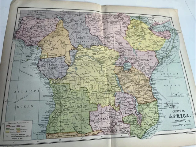 1910: POLITICAL Map Of Central Africa PSA #41 Print Vintage Antique ...