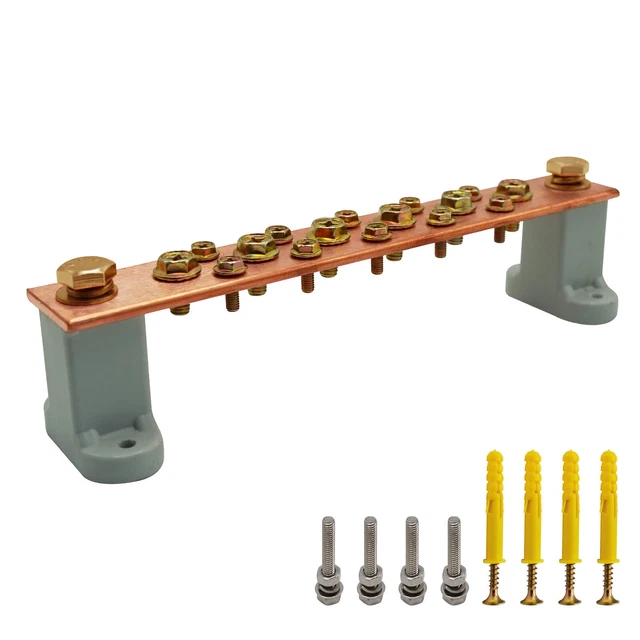 COPPER GROUNDING BAR Kit, 7.8" Copper Bus Bar Ground Bus Bar with 16 ...