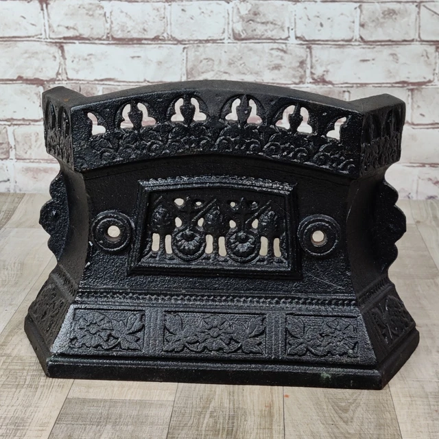 ANTIQUE CAST IRON Fire Front Fret Free Standing Tidy Betty Ash Pan ...