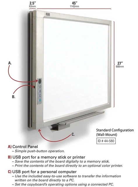 ELECTRONIC COPYBOARD WHITEBOARD Plus CR-5 USB LED Status (White) NO ...