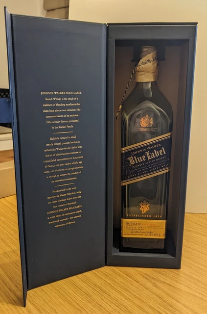 JOHNNIE WALKER BLUE label presentation box and empty bottle 100cl (1 Litre) £15.00 - PicClick UK