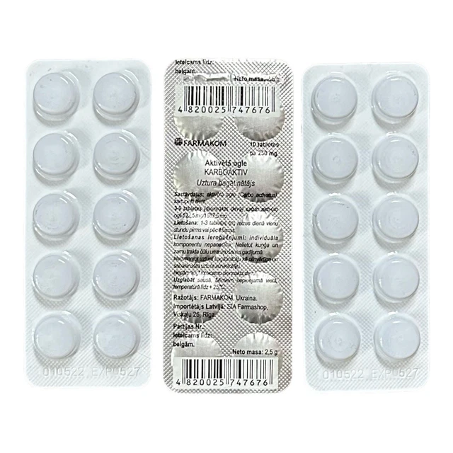 KARBONAKTIV ACTIVATED CHARCOAL Carbon Carbonaktiv Tablets 3 SHEETS X10 ...