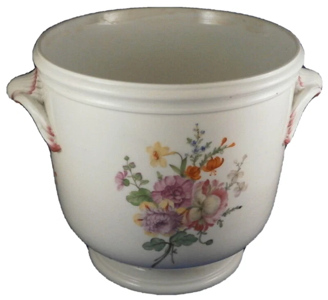ANTIQUE 18THC FRENCH Porcelain Floral Cache Pot Jardiniere Flower Pot ...