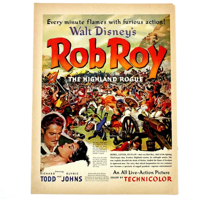 DISNEY ROB ROY Movie Promo Advertisement Highland Rogue Battle 1963 ...
