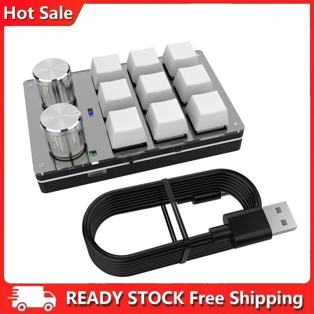 PROGRAMMING MACRO CUSTOM Knob Mechanical Keyboard 9 Key 2 Knob (White wireless) £29.27 - PicClick UK