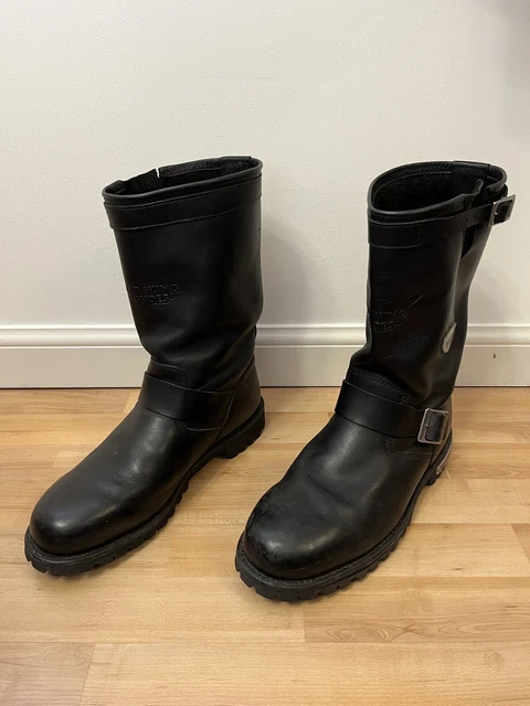 RED WING MEN’S Black Leather Harness Biker Riding Boots Size 11 UK £150 ...