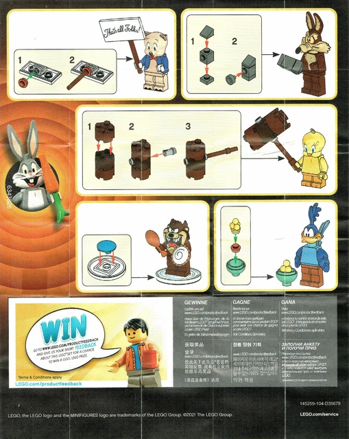 LEGO COLLECTABLE MINIFIGURE Looney Tunes Tick Sheet/Instructions ...