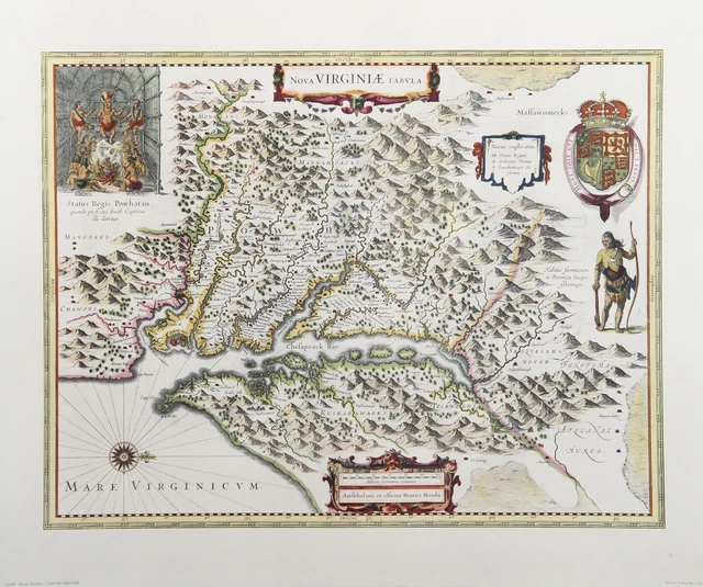 HENRIK HONDIUS, MAPPA Di Virginia, Poster EUR 317,07 - PicClick IT