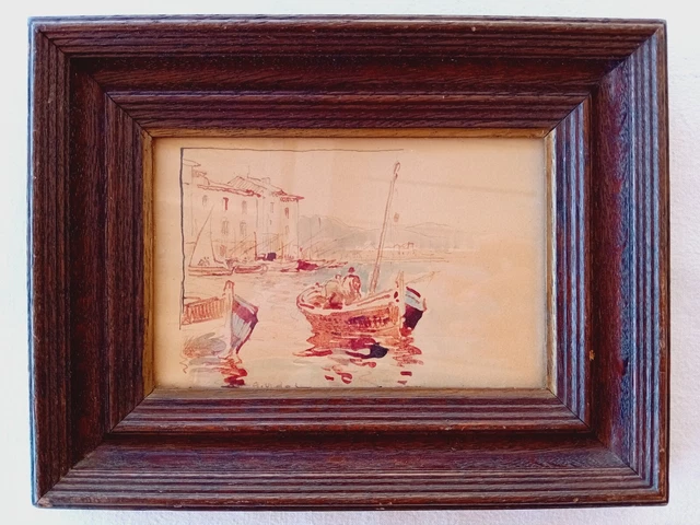 ANCIEN TABLEAU MARINE bâteau PORT de MARSEILLE les GOUDES peinture Gustave VIDAL EUR 140,00 ...