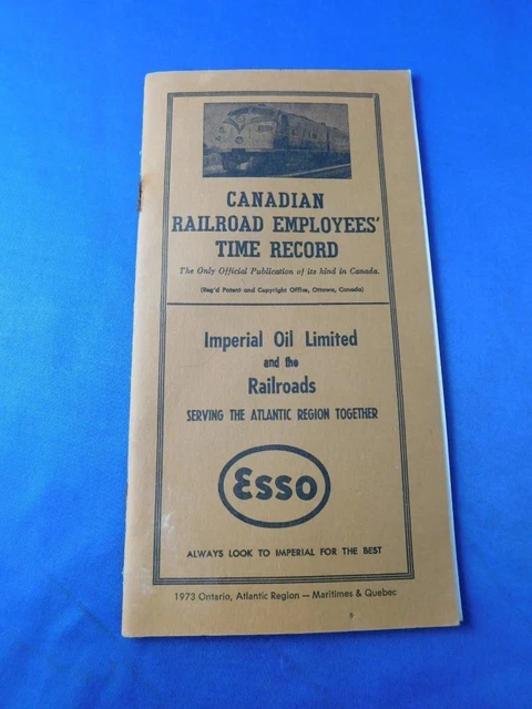 CANADIAN RAILROAD EMPLOYEES Time Record Vintage 1973 Railway Trains Esso Ad $14.98 - PicClick CA