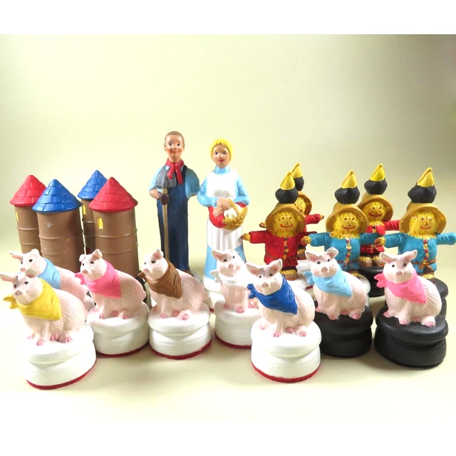 FARM CHESS GAME People, Scarecrows, Pigs Silos Replacement Parts ...