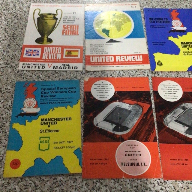 MANCHESTER UNITED EUROPEAN Programmes x10 1960-1977 Rare Look £4.99 ...