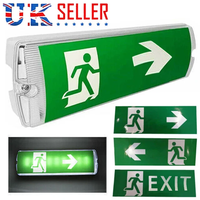 LED EMERGENCY LIGHT Down Bulkhead Exit Sign Ip65 Maintained Or Non ...