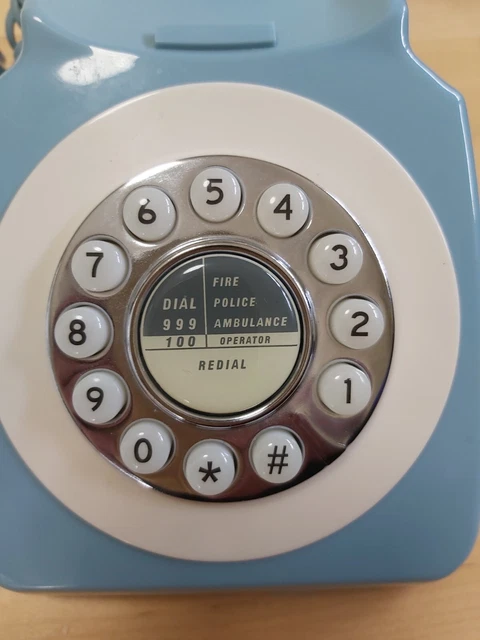 REKA RETRO STYLE Duck Egg Blue Push Button Dial Home Telephone £6.99 ...