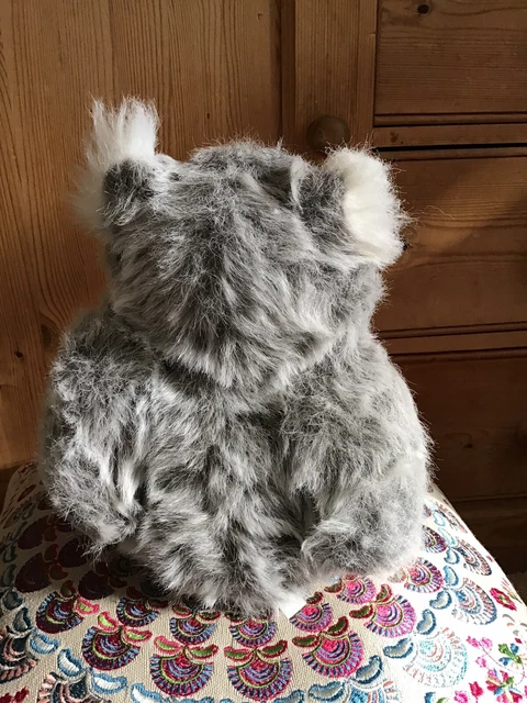 VINTAGE JADE GREY & White Fluffy Owl Plush Soft Toy 11" Made In Korea £ ...