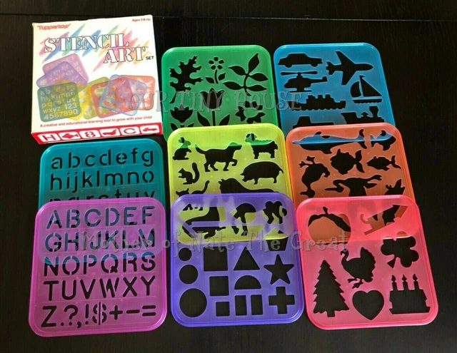 VINTAGE TUPPERWARE TUPPERTOYS Stencil Art Set 8 Alphabet Shapes Animals ...