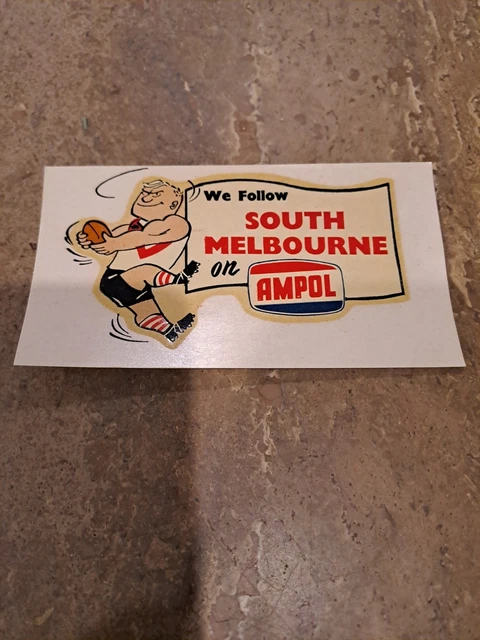 SOUTH MELBOURNE FOOTBALL Transfer Decal Sticker Ampol 1960s 1970s VFL ...