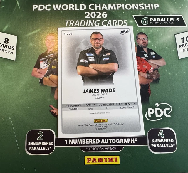PANINI PDC WORLD Darts Championship 2026 James Wade Pink Sparkle ...