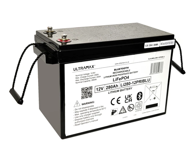 ULTRAMAX LI280-12PRIBLU, 12V 280Ah Lithium Phosphate LiFePO4 Pile Pour ...