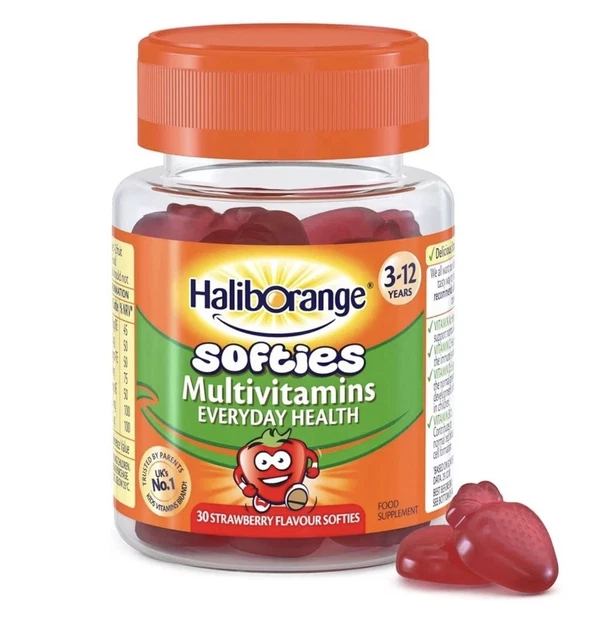 4X HALIBORANGE KIDS Multivitamins Strawberry Capsule Softies, 120 total ...