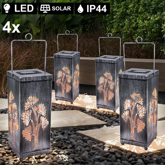 4ER SET SOLAIRE LED sur Pied Support Lanternes Fleurs Modèle Jardin ...