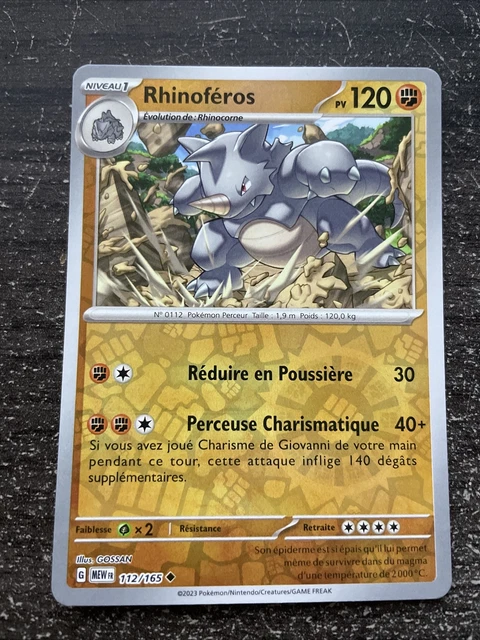 RHINOFEROS REVERSE - Pokémon 112/165 Ev3.5 Ecarlate Et Violet Mew 151 Neuf Fr EUR 1,85 - PicClick FR