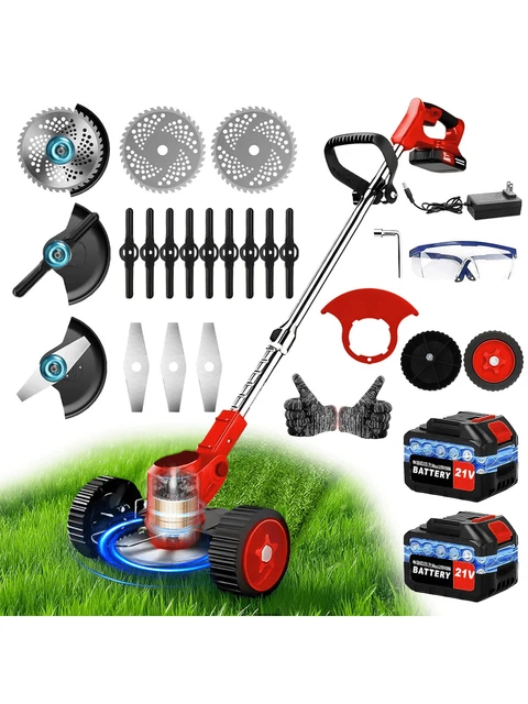 ELECTRIC CORDLESS GRASS String Trimmer Lawn Edger Weed Wacker Cutter+2 ...