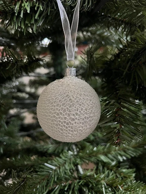 JOHN LEWIS TWO Lace White Silver Baubles Christmas Tree Decorations $1. ...
