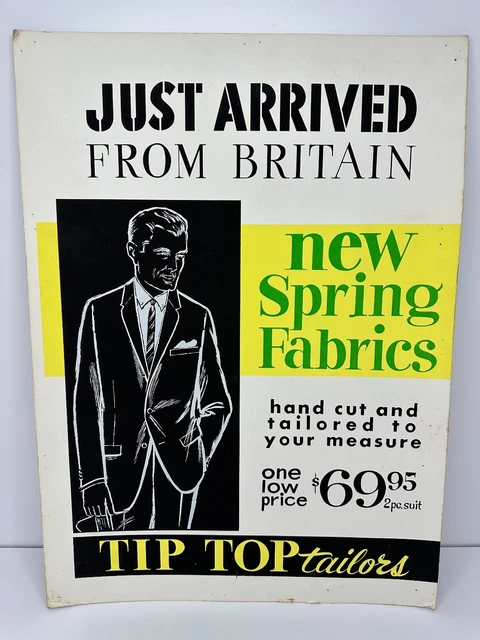 VINTAGE TIP TOP Tailors Store Display Advertising Cardboard 20" X 14.5 ...