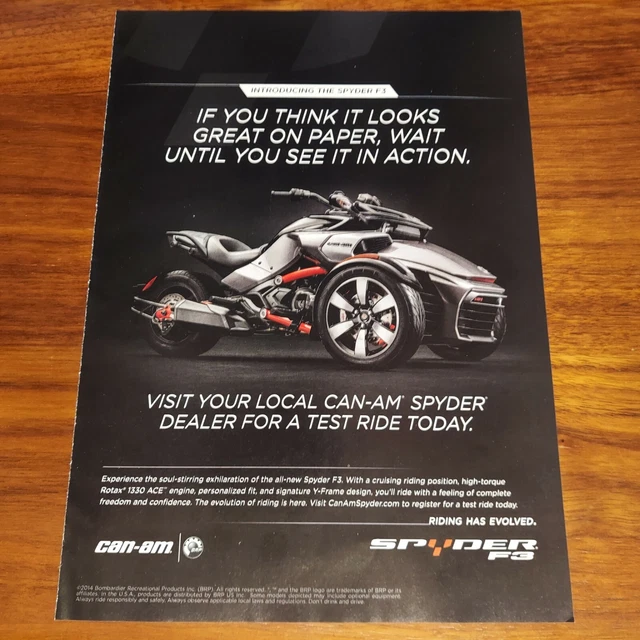 CAN-AM SPYDER F3 Magazine Advertisement Print Ad Riding Has Evolved ...