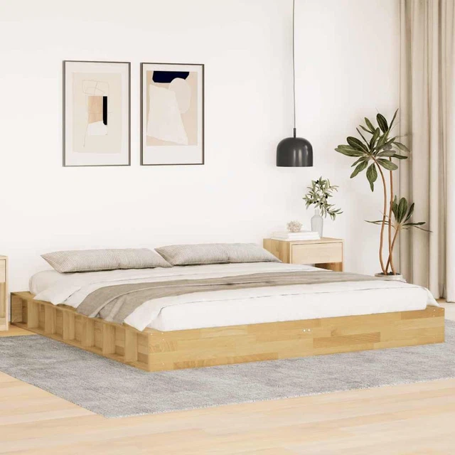 SOLID OAK BED Frame 180x200 cm with Slatted Base, Durable & Stylish ...