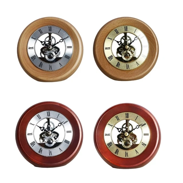 SOLID WOOD BASE Clock Perspective Mechanical Movement Table Clock $51. ...
