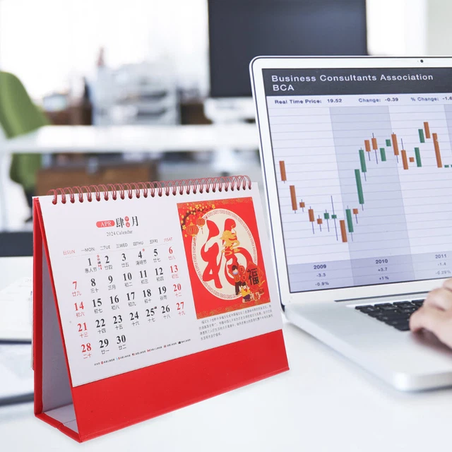 CHINESE DESK CALENDAR 2024 New Year Calendar 2024 Calendar Freestanding ...