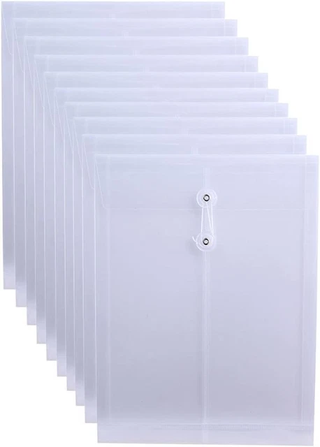 LETTER SIZE CLEAR Poly Envelopes with String Closure, 10 Pack Plastic ...