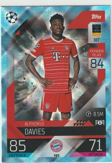 MATCH ATTAX 2022/23 Alphonso Davies Bayern Munich Crystal Parallel Card ...